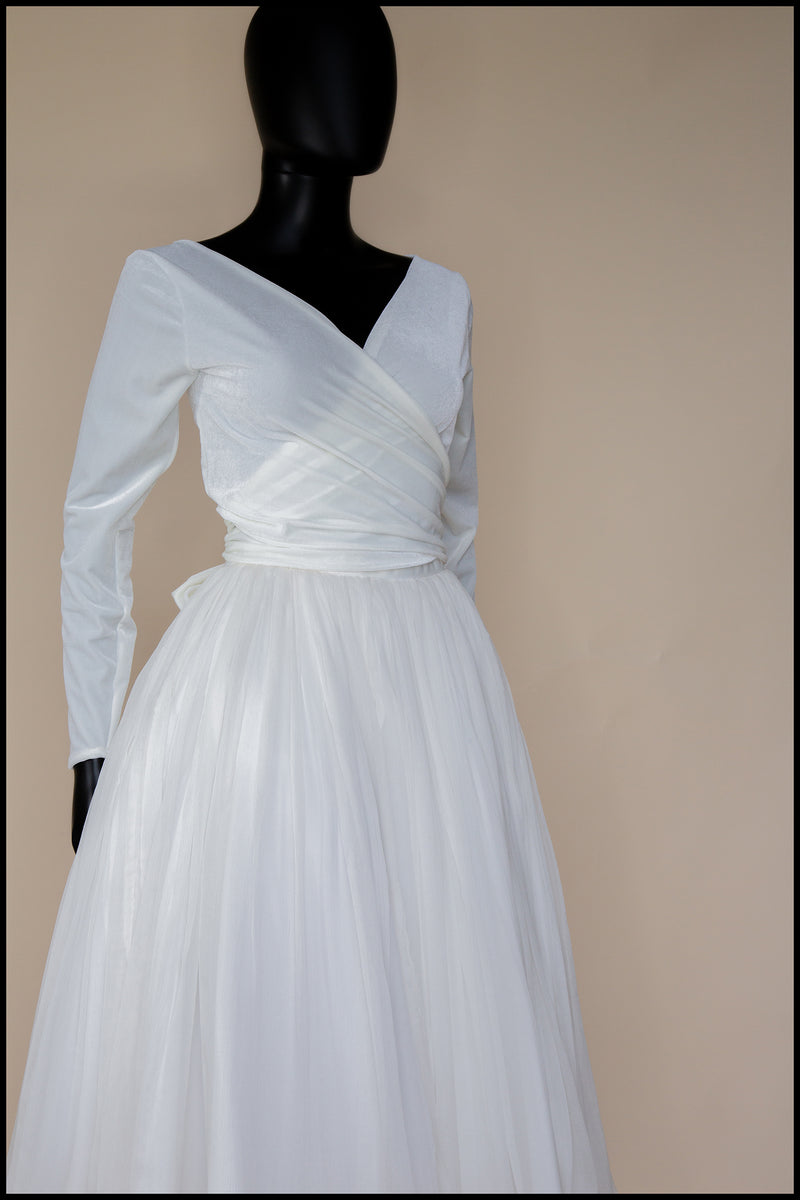 Babette - Ivory Velvet Ballet Wrap Top - S – ALEXANDRAKING