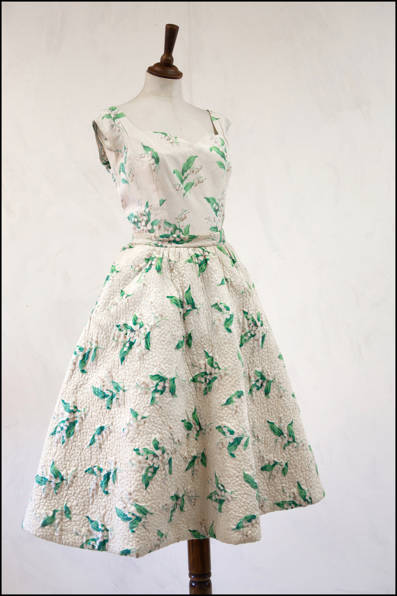 Vintage 1950s Lily of the Valley Quilted Dress Set – ALEXANDRAKING