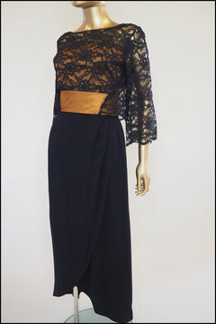 Vintage 1980s Black Gold Crepe Maxi Dress – ALEXANDRA-KING