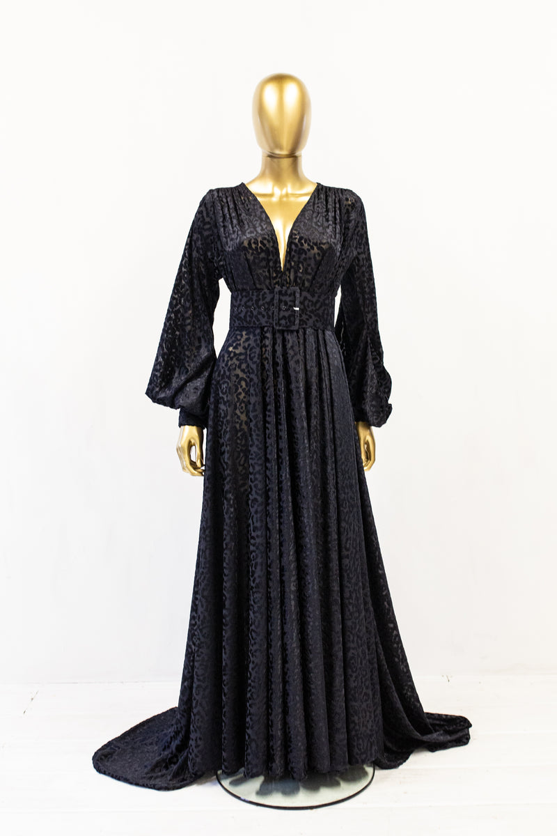 Vanya - Black Velvet Devore Gown – ALEXANDRAKING