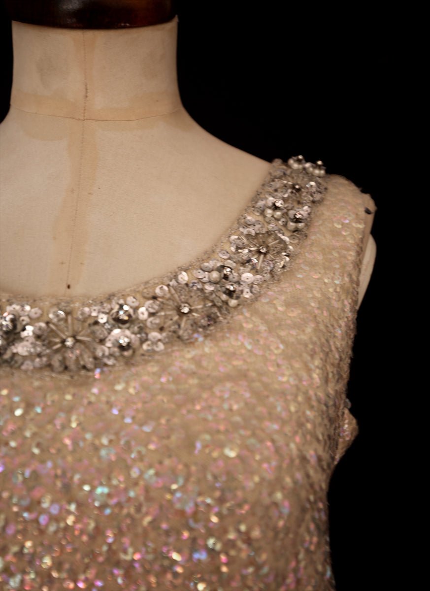 Vintage 1960s Iridescent Ivory Sequin Top – ALEXANDRAKING